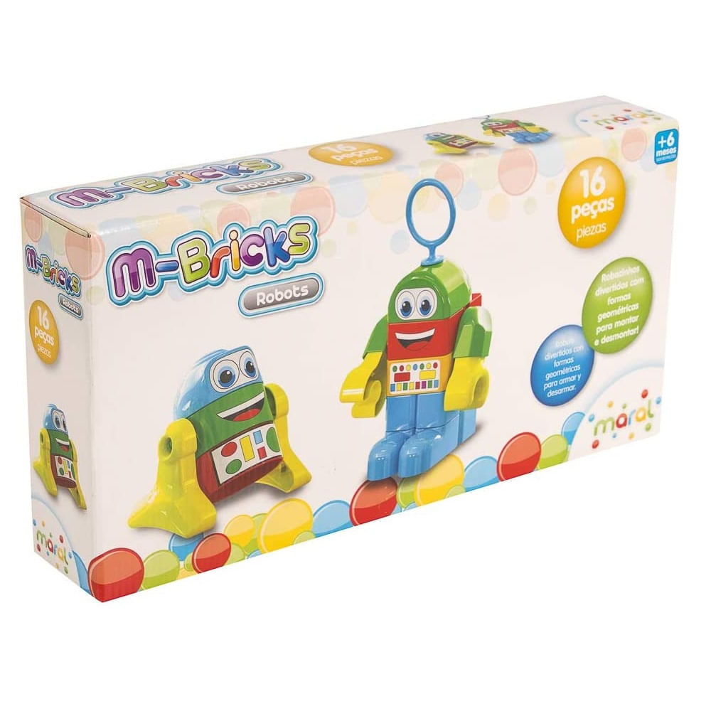 Blocos M-Bricks Robots 16 Peças - Maral | Toymania