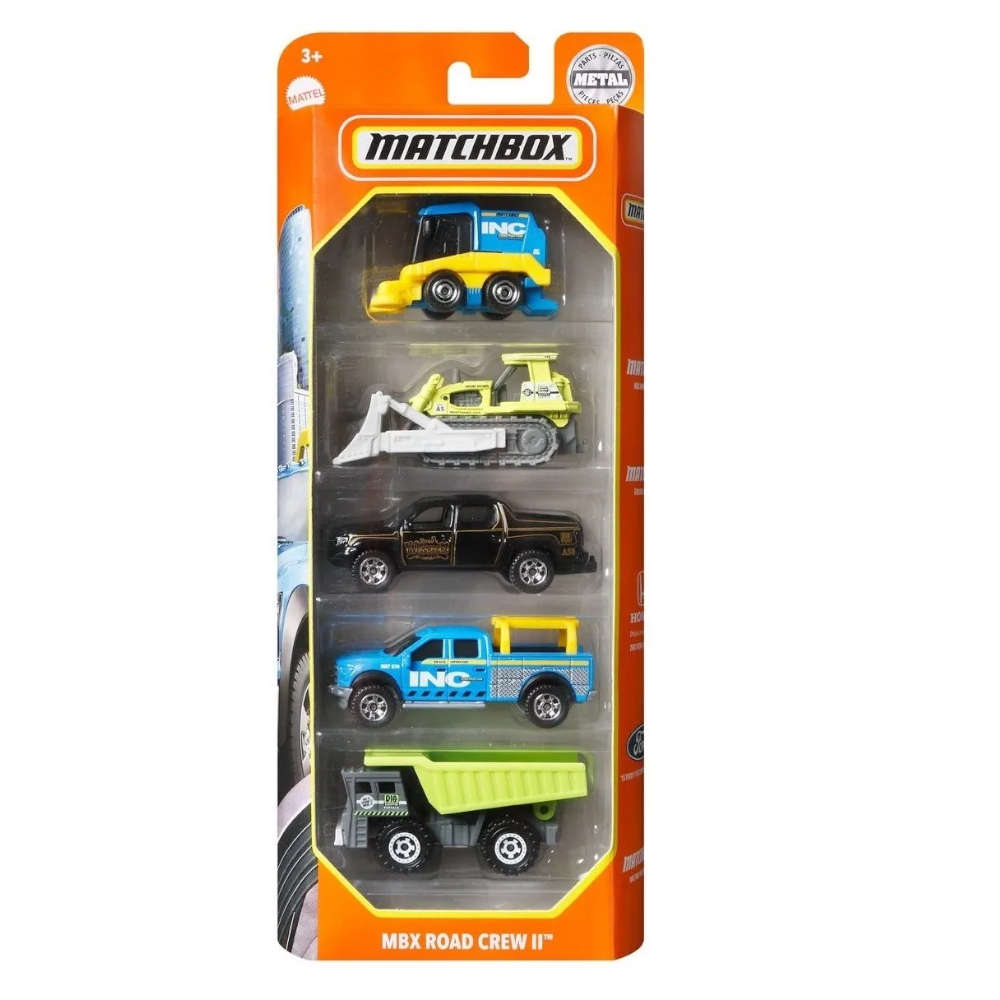 Carros MBX Road Crew II MatchBox Com 5 Carros - Mattel
