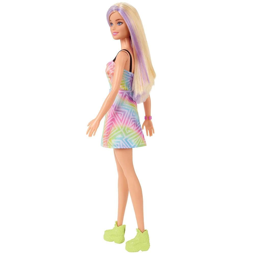 Barbie Fashionista Vestido Colorido e Mecha Roxa - Mattel