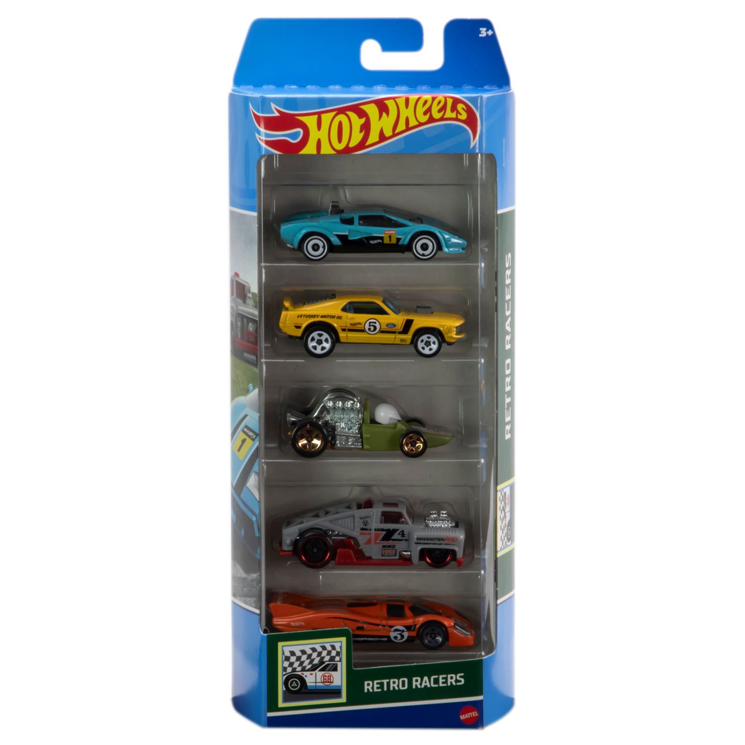 Hot Wheels Pacote 5 Carros Retro Racers - Mattel